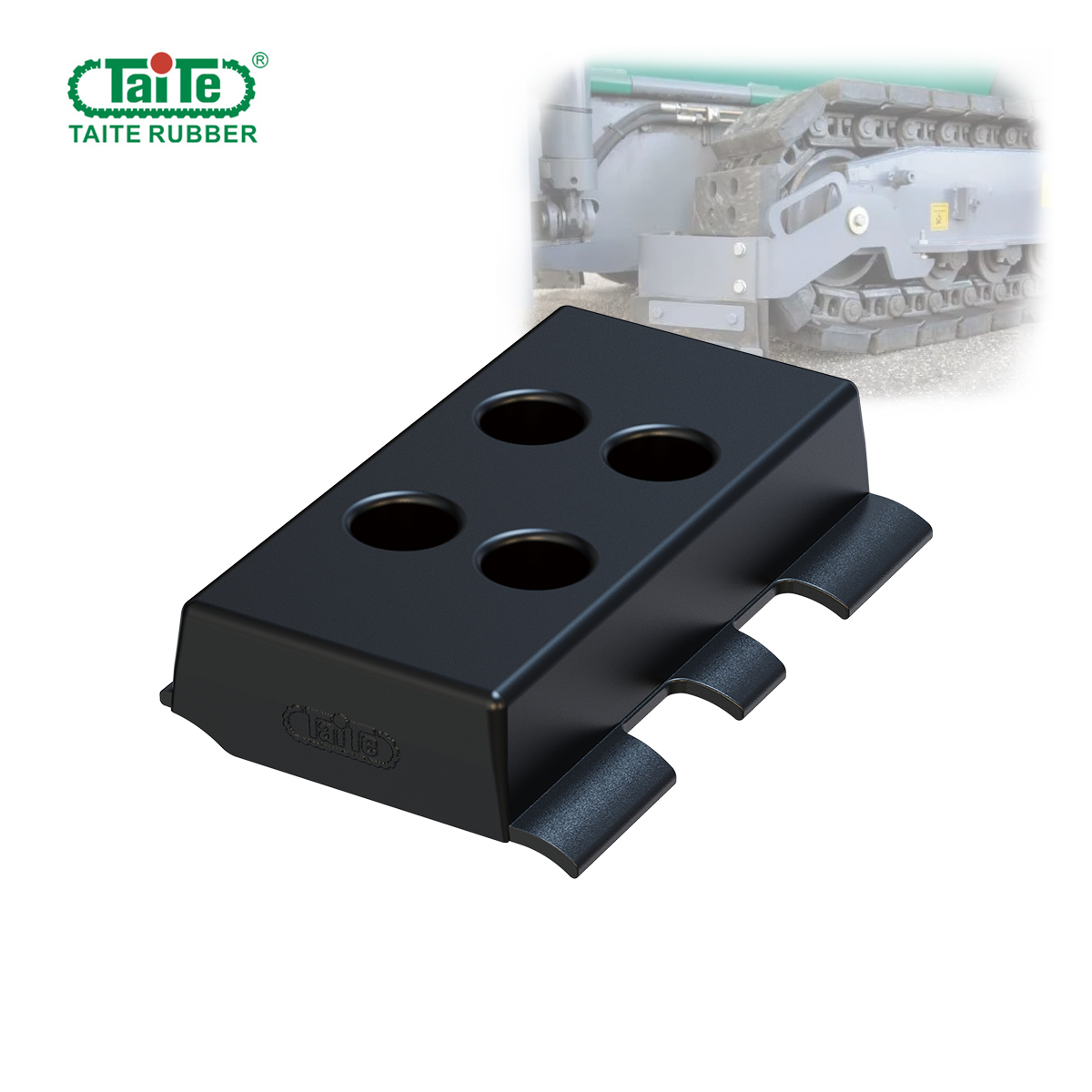 Black Lightweight Paver Track Pads High Performance Rubber Formula Durable